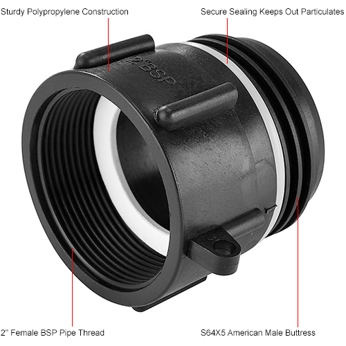 Global Industrial™ S64X5 American Male Buttress to 2" Female BSP Pipe ...