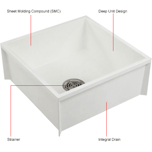 Fiat® MSBID2424 Molded Stone Mop Sink 24" X 24"
