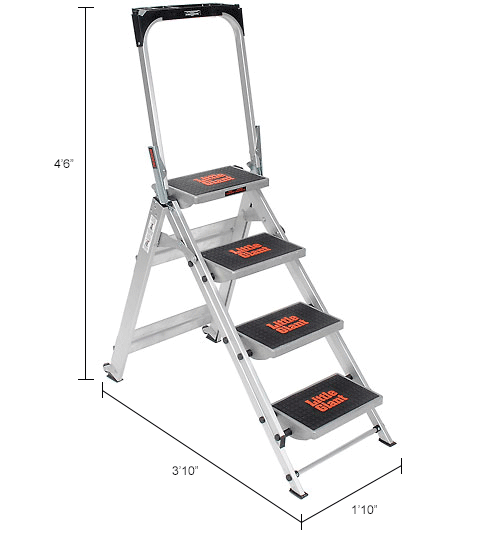 Little Giant® Safety Aluminum Step Ladder - 4 Step - 10410BA