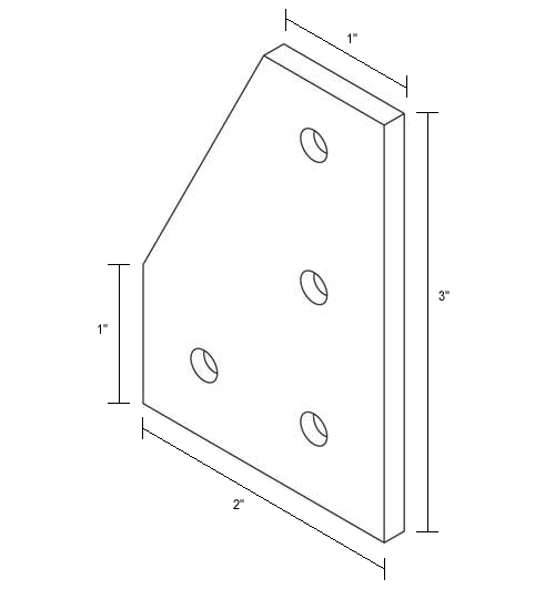80/20 4150 10 S 4 Hole 90 Degree Angled Flat Plate, 2" L