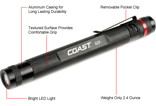 Coast™ G20 General Use LED Inspection Flashlight Black