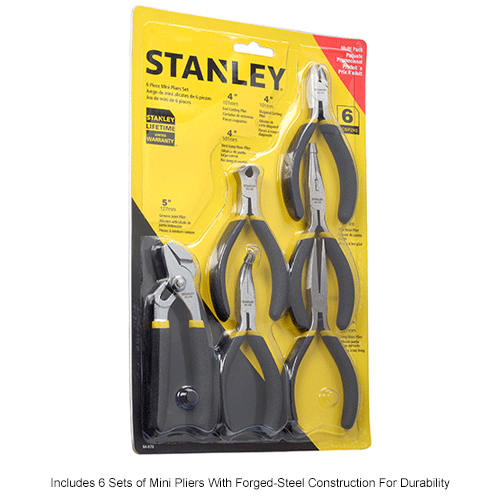 Stanley 84-079 6 Piece Basic Miniature Plier Set (Long Nose, Diagonal ...