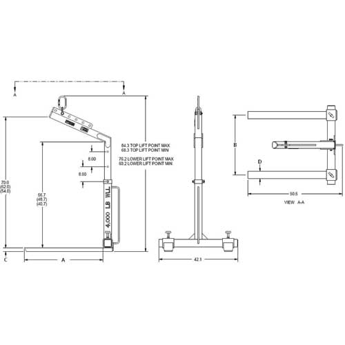 M&W Adjustable Pallet Lifter - 4000 Lb. Capacity