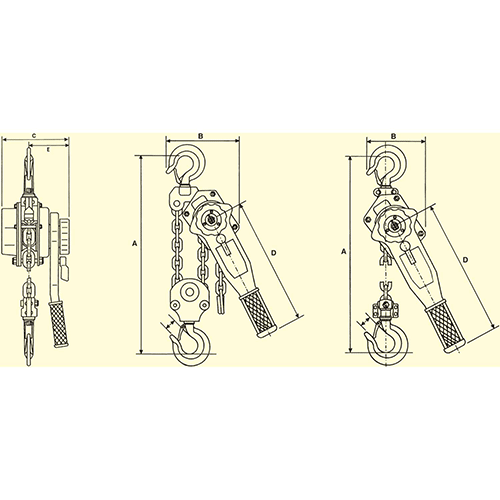 OZ Lifting Lever Hoist With Std. Overload Protection 6 Ton Capacity 20 ...