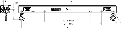 M&W 12' Ultra Low Headroom Lift Beam 2000 Lb. Capacity