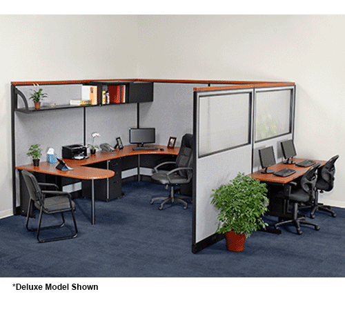 Interion® Office Partition Panel with Partial Window, 48-1/4"W x 60"H, Gray