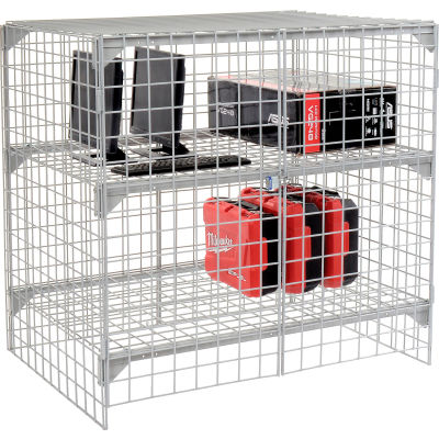 Global Industrial™ Wire Mesh Security Cage Locker, 48"Wx24"Dx48"H, Gray ...