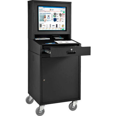 Global Industrial™ Mobile LCD Computer Cabinet Workstation, Black ...