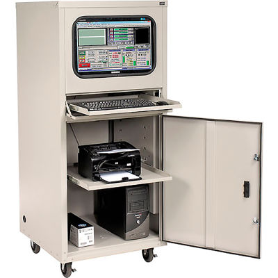 Global Industrial™ Deluxe Mobile Security Computer Cabinet, Light Gray ...