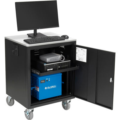 Global Industrial™ Mobile Powered Audio Visual Cart w/ Lockable Cabinet ...
