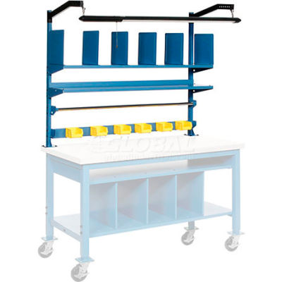 Global Industrial™ Upright Kit w/ Shelves & LED Light Kit, 72"W, Blue