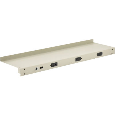 Global Industrial™ Steel Upper Shelf W/ 3 Duplex Outlets, 48"W x 12"D, Tan