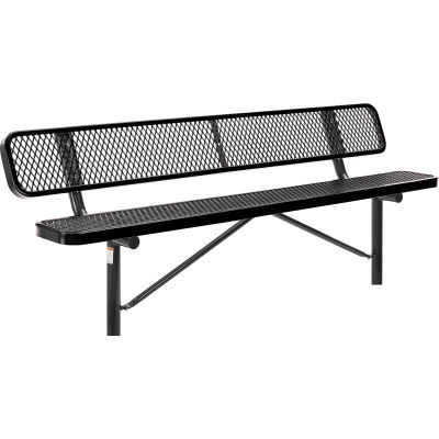 Global Industrial™ 8' Outdoor Steel Bench w/ Backrest, Expanded Metal ...