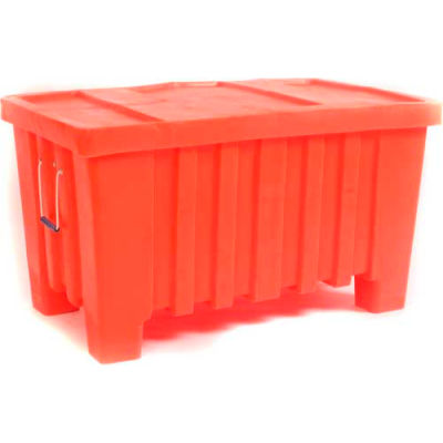 Forkliftable Bulk Shipping Container with Lid - 43"L x 26-1/2"W x 24"H, Red