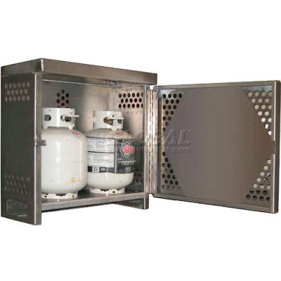 Aluminum Vertical Gas Cylinder Cabinet - 2 Cylinder Capacity, Manual Close