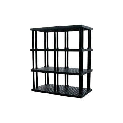 Structural Plastic Vented Shelving, 66"W x 36"D x 75"H, Black