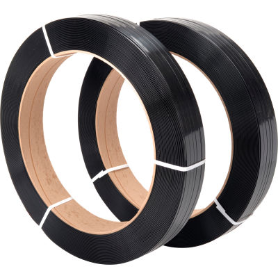 Pac Strapping 16" x 3" Core Polyester Strapping, 3600'L x 1/2"W, Black ...