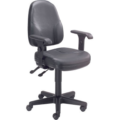 Interion® Task Chair With Mid Back & Adjustable Arms, Leather, Black