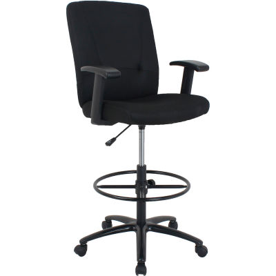 Interion® Big and Tall Stool - Fabric Mesh - Mid Back - Black