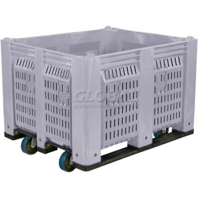 Decade C40PGY1-C1 Pallet Container Vented Wall W/ 6inch Casters ...
