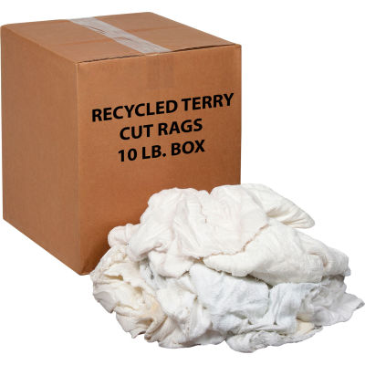 Global Industrial™ Premium Recycled White Cotton Terry Cut Rags, 10 Lb ...
