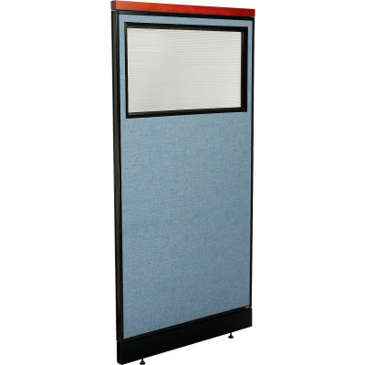 Interion® Deluxe Office Partition Panel w/Partial Window & Pass-Thru ...