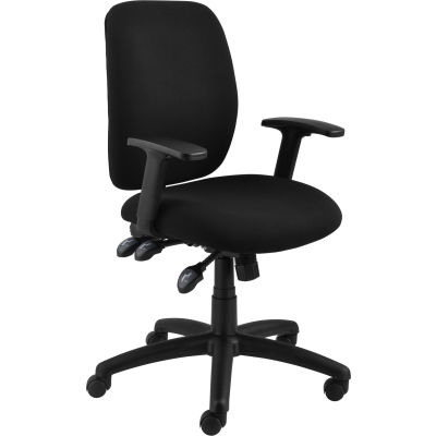 Interion® Office Chair With Mid Back & Adjustable Arms, Fabric, Black ...
