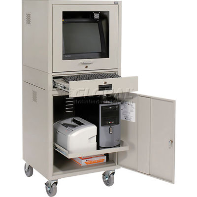 Global Industrial™ Mobile Security Computer Cabinet, Light Gray ...