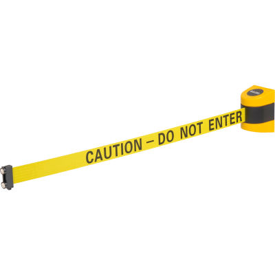 Global Industrial™ Magnetic Retractable Belt Barrier, Yellow Case W/15 ...
