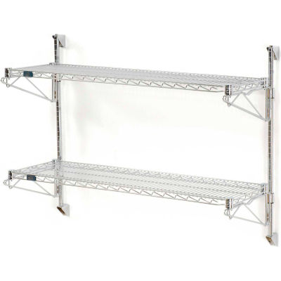 Nexel® Chrome Wall Mount Wire Shelving 72"W x 24"D x 34"H 2 - Shelf ...