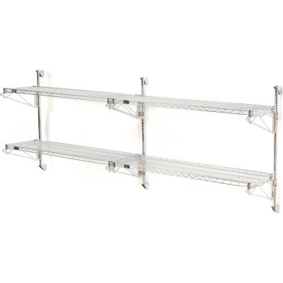 Nexel® Chrome Wall Mount Wire Shelving 48"W x 18"D x 34"H 2 - Shelf Add ...