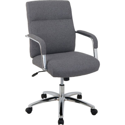 Interion® Office Chair With High Back & Fixed Arms, Fabric, Gray