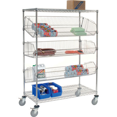 Adjustable Mobile Wire Bin Rack - 48"W x 24"D x 69"H