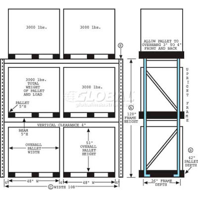 Husky Rack & Wire Pallet Rack Teardrop Upright Frame - 42"D x 192"H ...