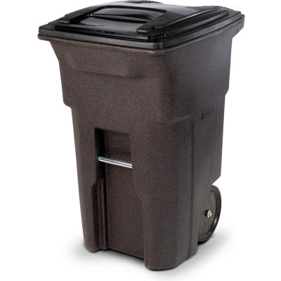 Toter Heavy Duty Two-Wheel Trash Cart, 64 Gallon, Brownstone - ANA64-00BST