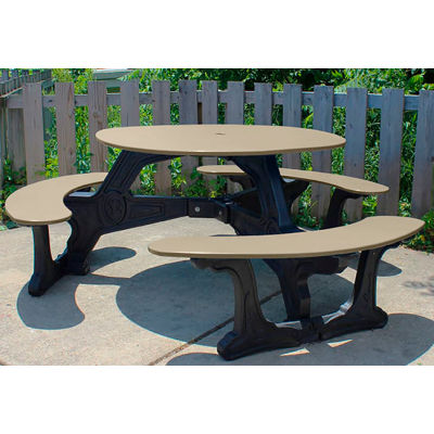 Polly Products Bodega Picnic Table, Tan Top/Black Frame