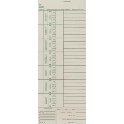 Amano Weekly Time Cards for TCX and PIX Series, 250/pack