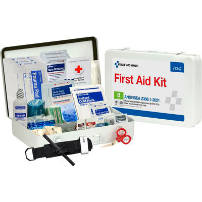First Aid Only First Aid Kit, 50 Person, ANSI Compliant, Class B, Metal ...