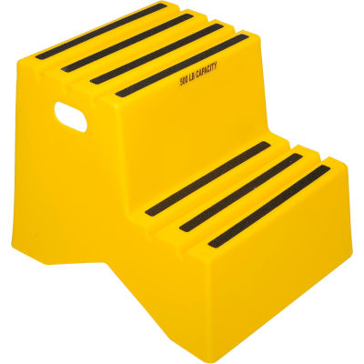 Ladders | Step Stands | 2 Step Plastic Step Stand - Yellow 18-1/4"W x ...