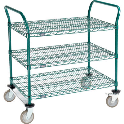 Nexel® Utility Cart, 3 Shelf, Poly-Green®, 36"L x 24"W x 39"H ...