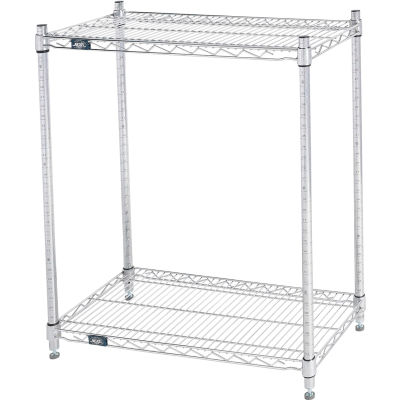 Nexel® Chrome, 2 Tier, Wire Shelving Starter Unit, 30"W x 14"D x 34"H