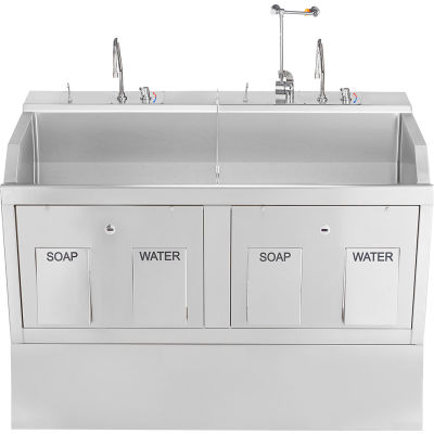 Blickman Double Station Pedestal Lodi Scrub Sink with Eyewash and ...