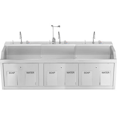 Blickman Triple Station Wall Mounted Lodi Scrub Sink with Eyewash and ...