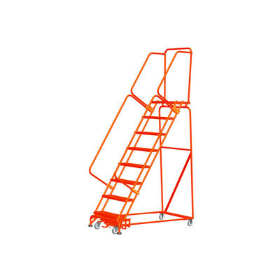 6 Step Steel Rolling Ladder w/ Weight Actuated Lock 16"W Perforated ...