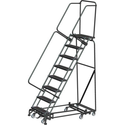 7 Step Steel All-Directional Safety Rolling Ladder Weight Actuated Lock ...