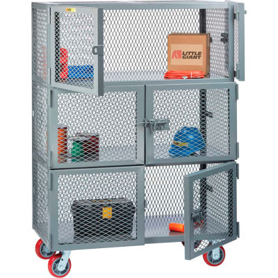 Little Giant® Mobile Storage Locker w/3 Compartment & Poly Wheels, 49"L ...