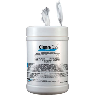 CleanCide Disinfecting Wipes - 160 Wipe/Canister, 12 Canisters/Case ...
