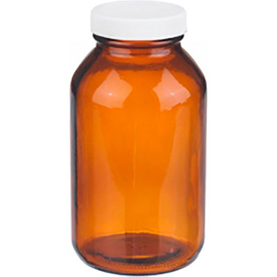 Wheaton® 16 oz Amber Wide Mouth Packer Bottles, PP/PTFE Lined Caps ...