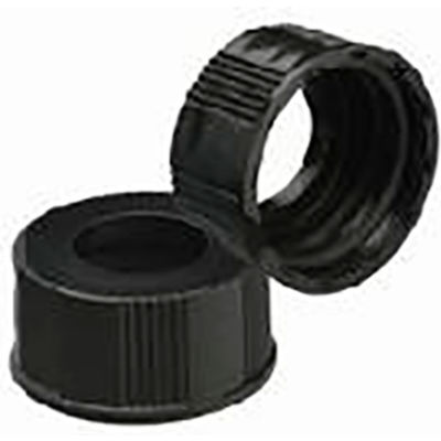 Wheaton® 24-400 Black Open Top Hole Caps, No Septa, Phenolic, Case of 200