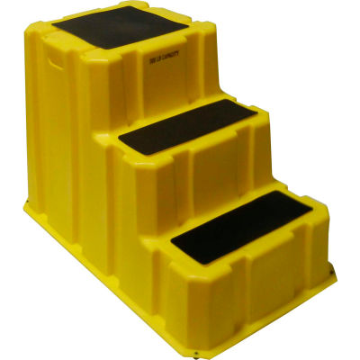 3 Step Nestable Plastic Step Stand - Yellow 25-3/4"W x 42"D x 29"H ...